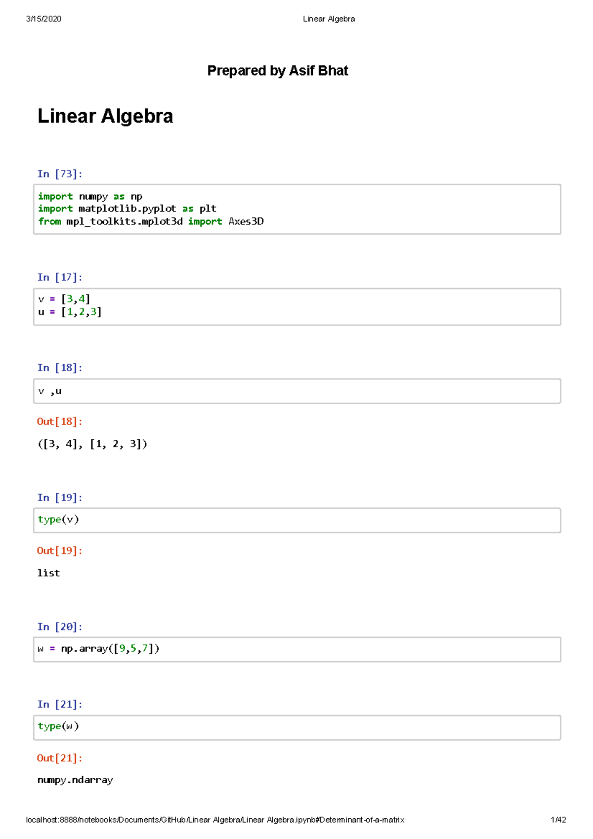 Algebra lineal con python - Prepared by Asif Bhat Linear Algebra In [73 ...
