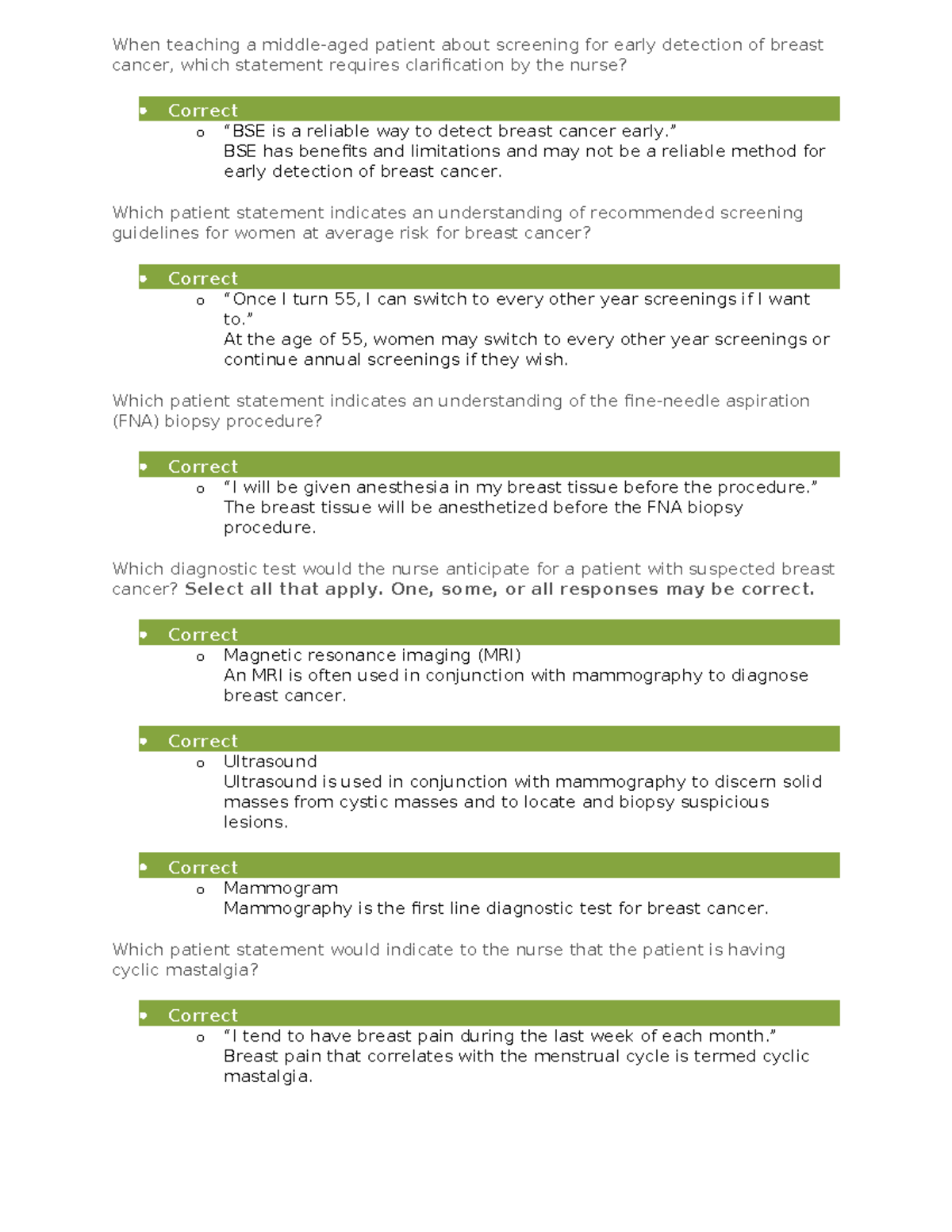 Sherpath questions - When teaching a middle-aged patient about ...