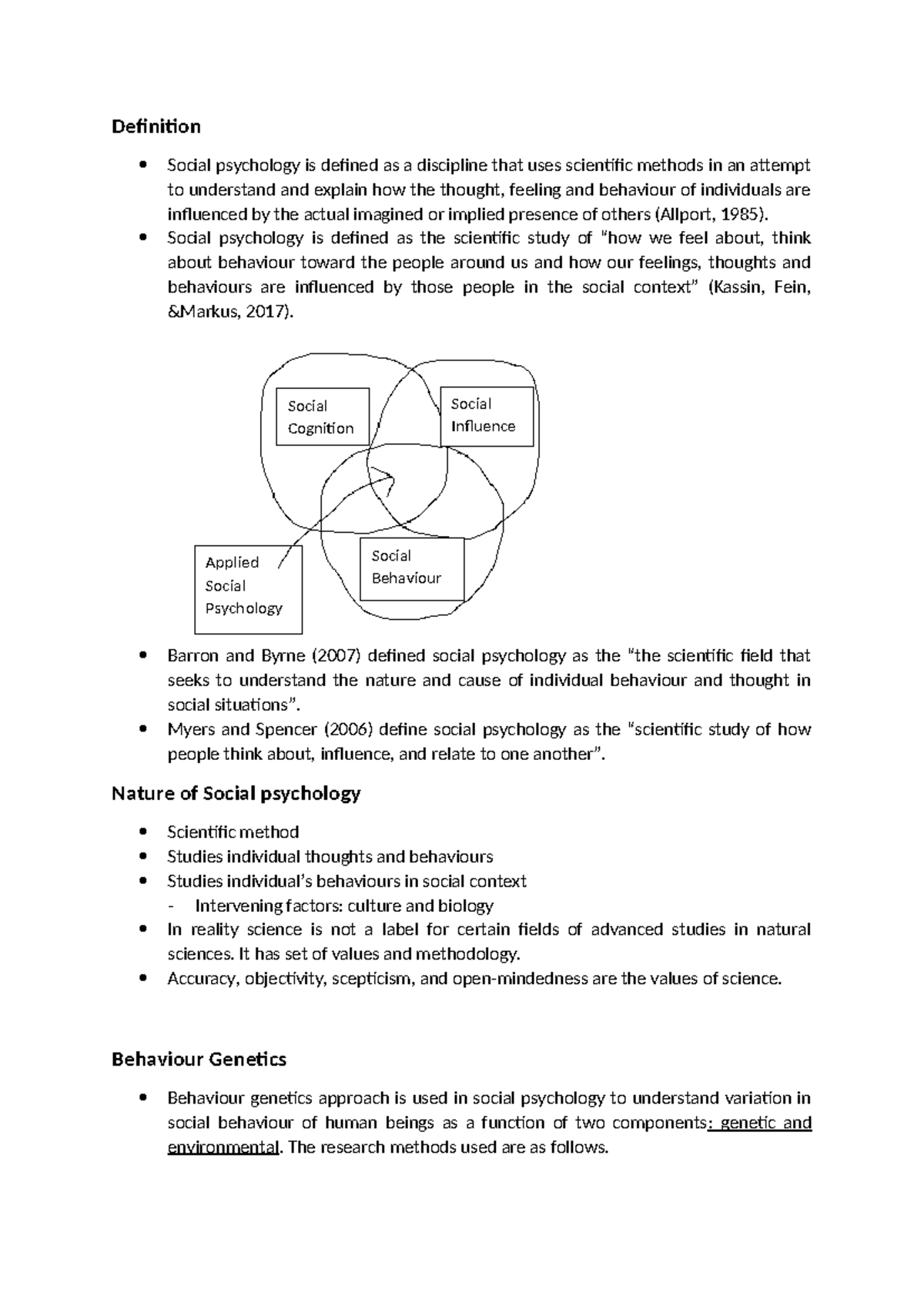 Unit-1 Class Notes - Definition Social psychology is defined as a ...