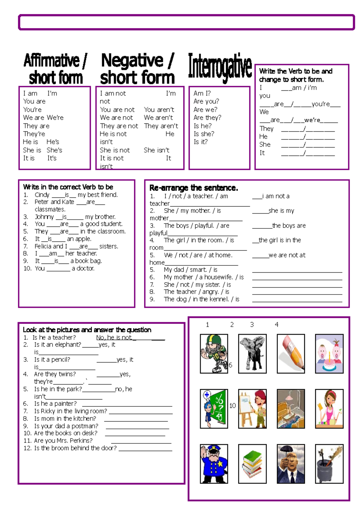 Verb-to-be-grammar-drills 803 (1) (1) - I am I’m You are You’re We are ...
