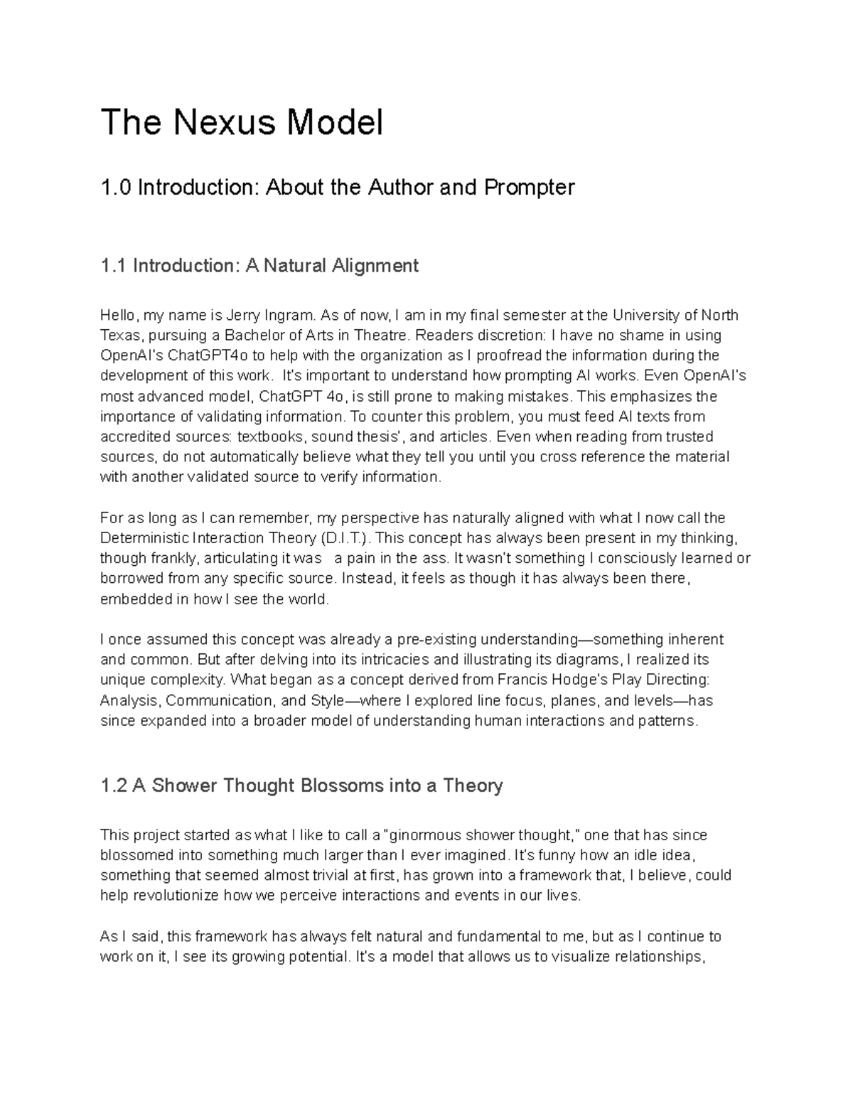 The Nexus Model draft - Talks about human interaction and ...