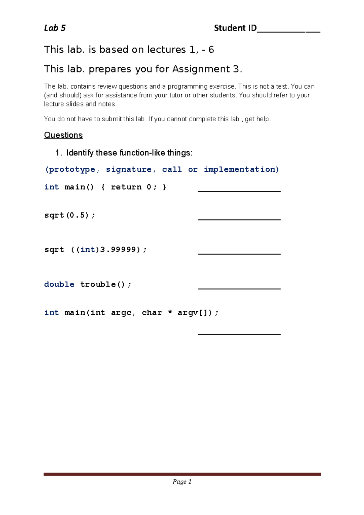 SWE2000 4 Lab5new - This lab. is based on lectures 1, - 6 This lab ...