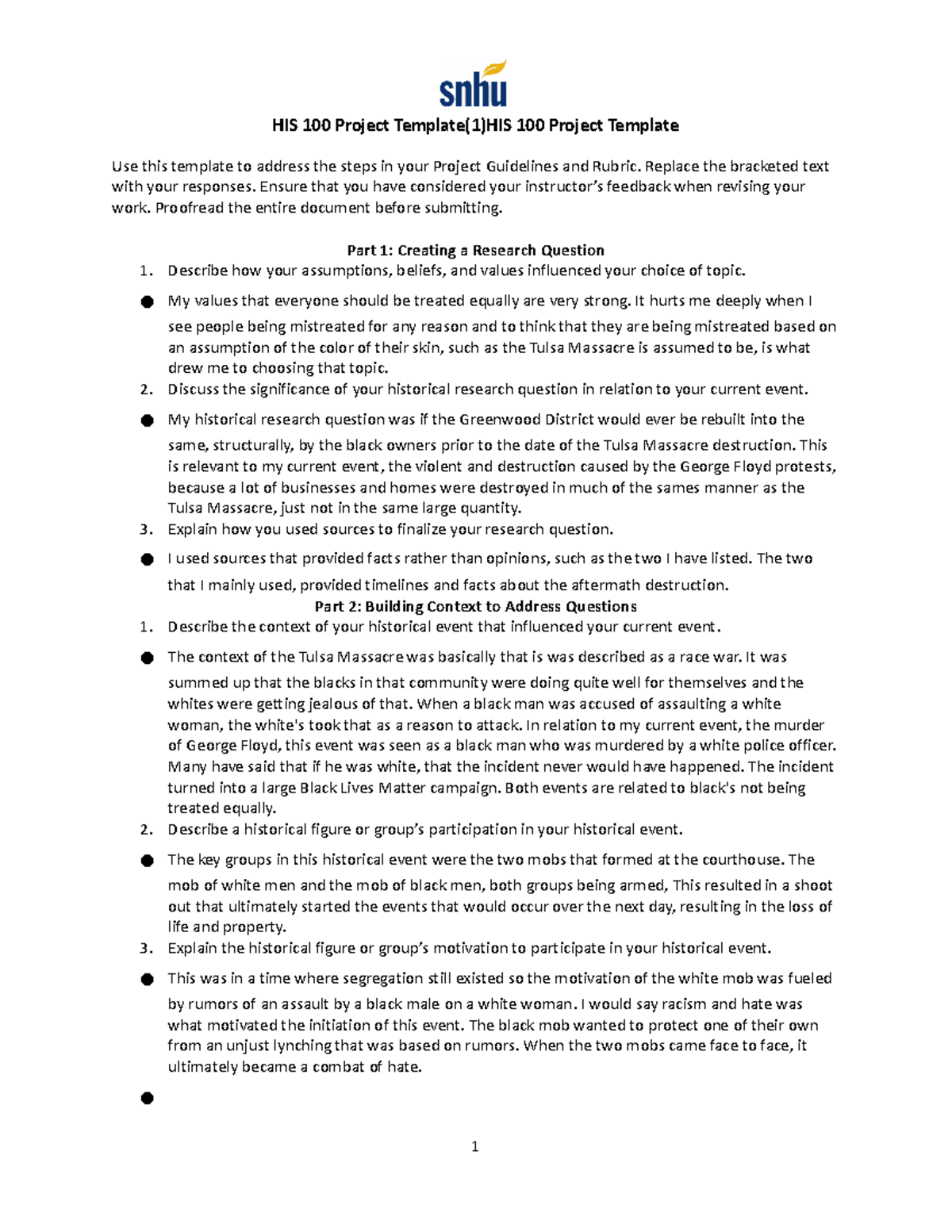 HIS 100 Project Template - HIS 100 Project Template(1)HIS 100 Project Template Use this template ...