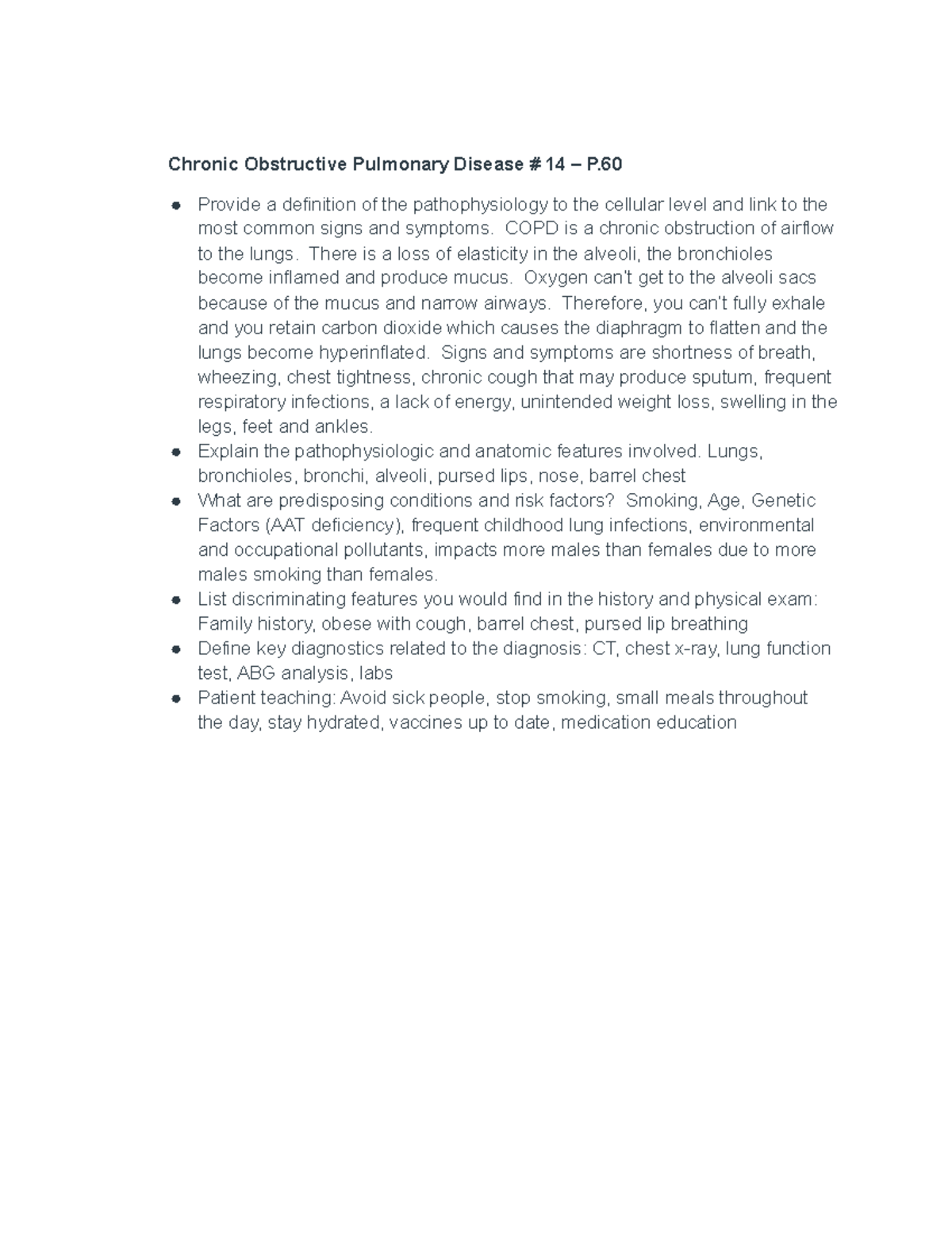 Unit 4 case Studies - UNIT 4 case study- pathophsiology, questions and ...