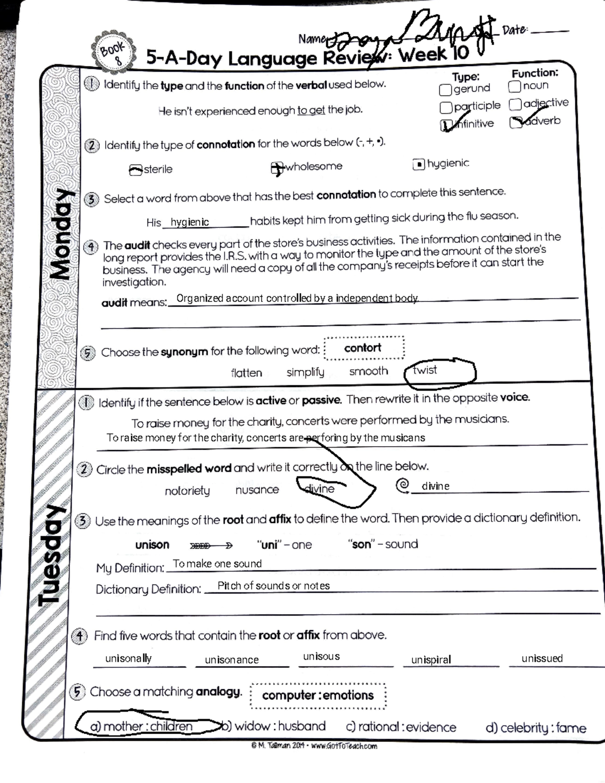 D'Naija Burnett - 5a D Wk10 - N6'Mi= ___________ V6't~=- 5..,A-Day ...