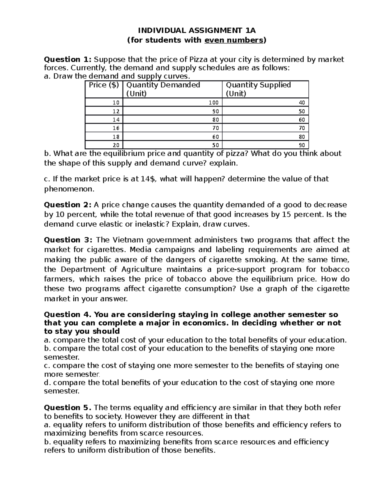 Individual Assignment 1 - INDIVIDUAL ASSIGNMENT 1A (for students with ...