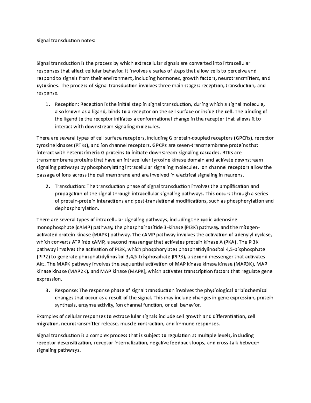Signal Transduction notes - Signal transduction notes: Signal ...