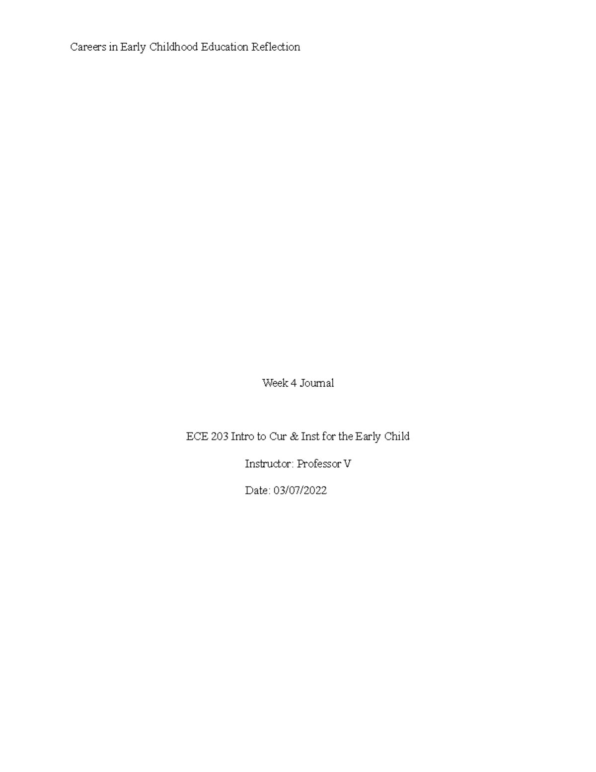 Ece 203 Week 4 Journal - Careers in Early Childhood Education ...