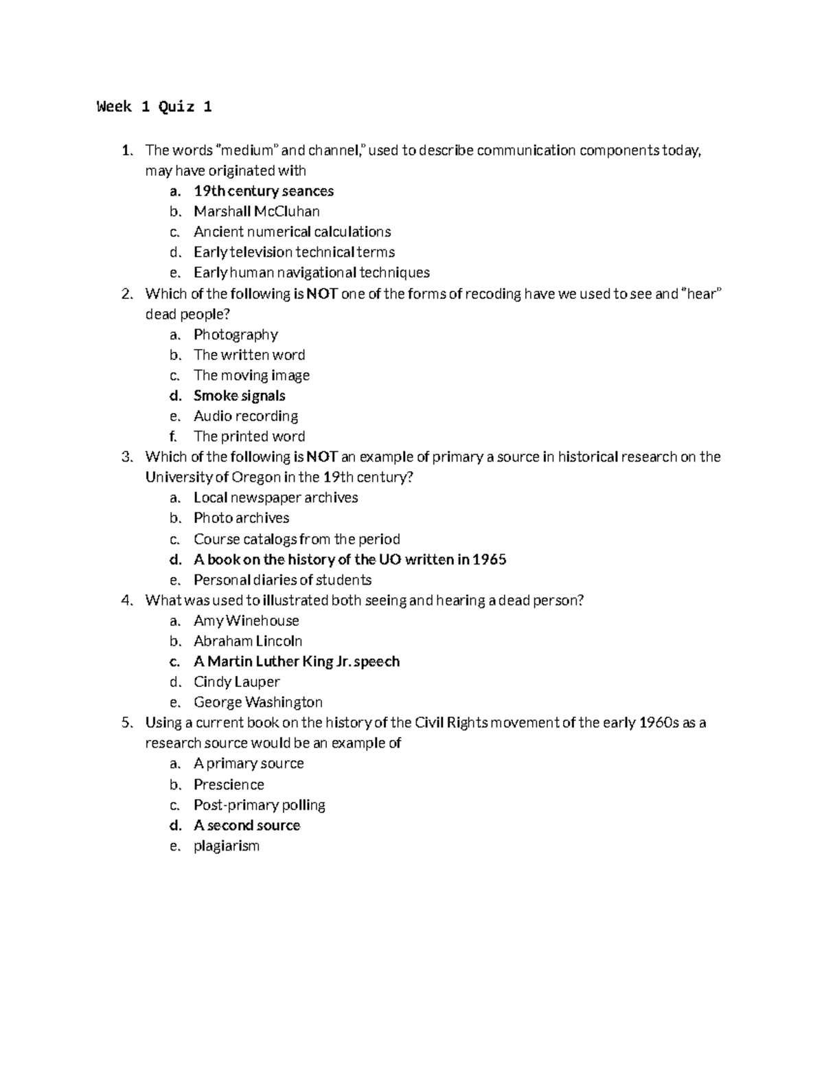 J 387 Week 1 Quiz 1 - Winter 2023: Journalism 387 (Media History ...