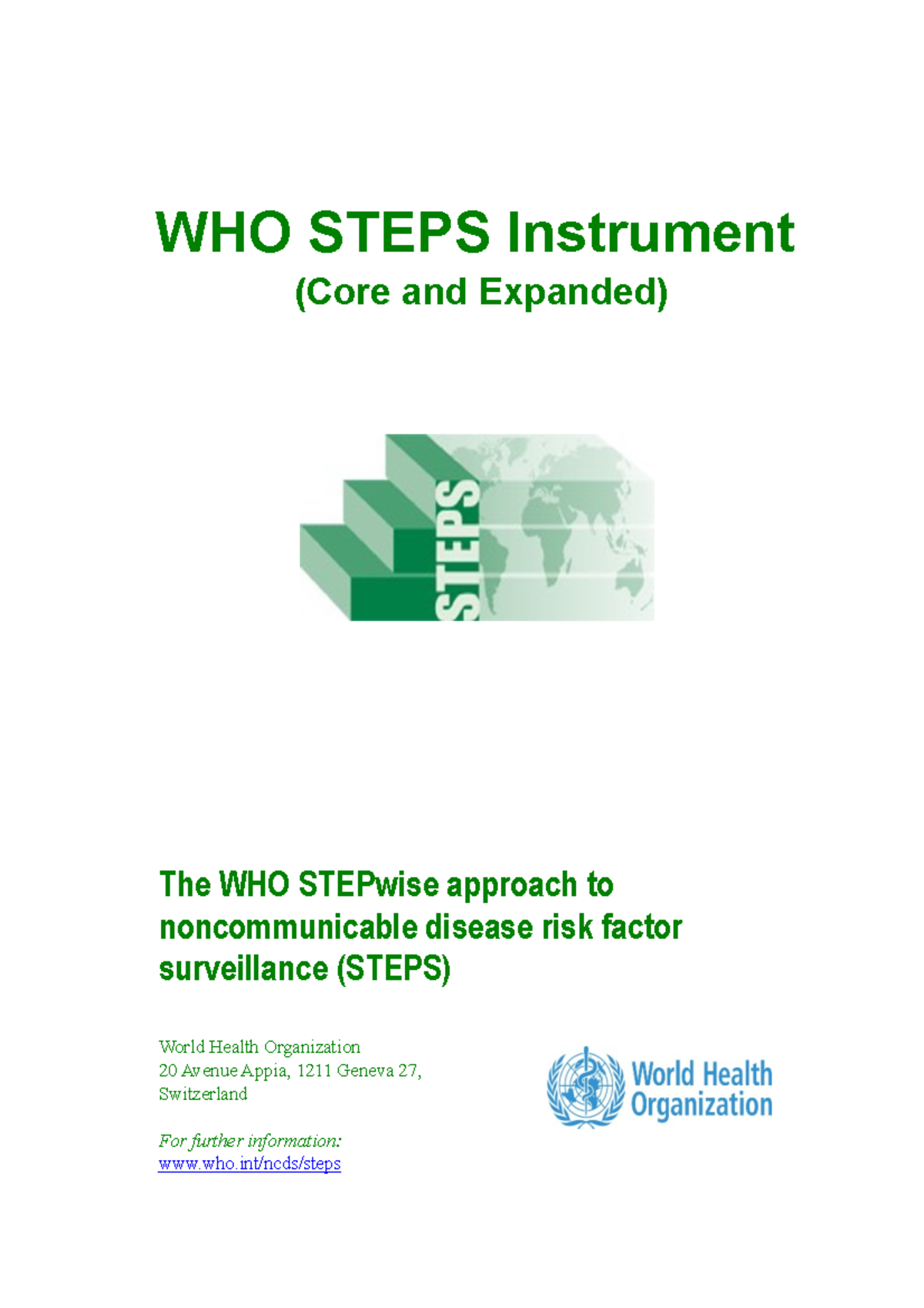 WHO Steps Questionnaire - WHO STEPS Instrument (Core and Expanded) The ...