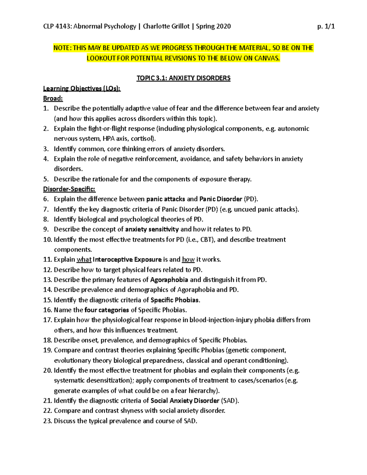 Exam 3 Learning Objectives (LO) & LO Questions - NOTE: THIS MAY BE ...
