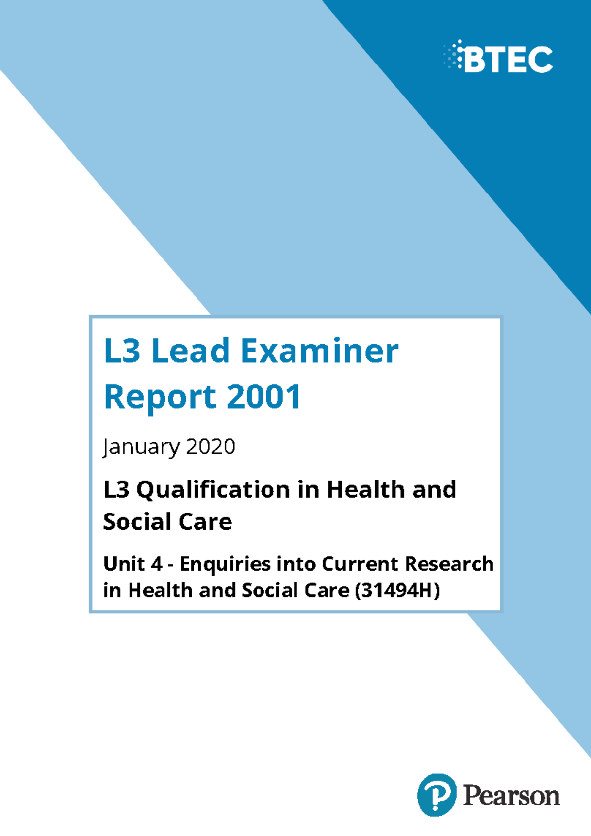Paper 4 Examiners Report - L3 Lead Examiner Report 2001 January 2020 L3 ...