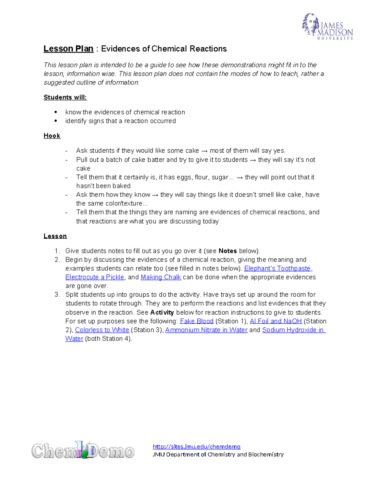 Evidences-of-Chemical-Reactions-Lesson-Plan - Lesson Plan : Evidences ...