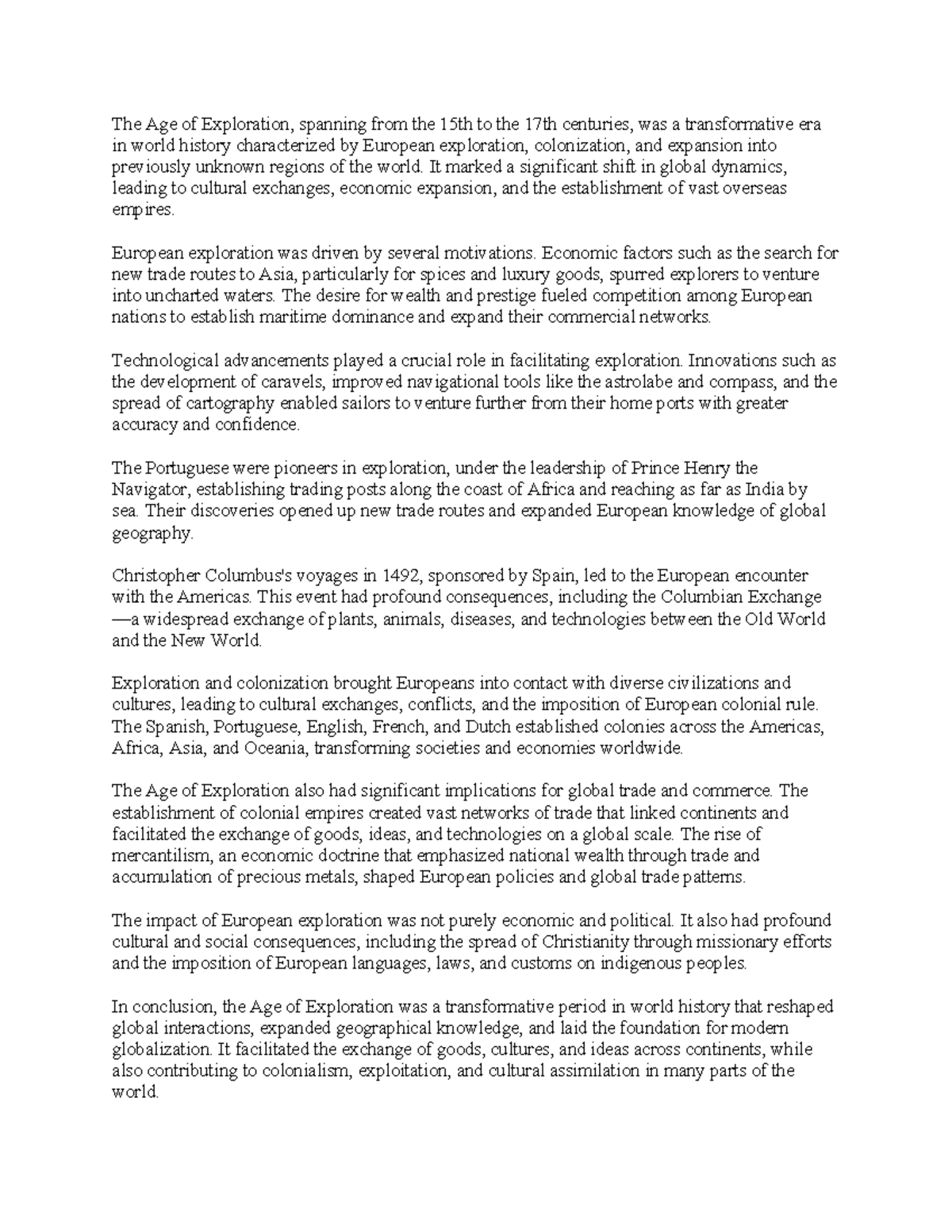 The Age of Exploration - Global Encounters and Expansion - The Age of ...