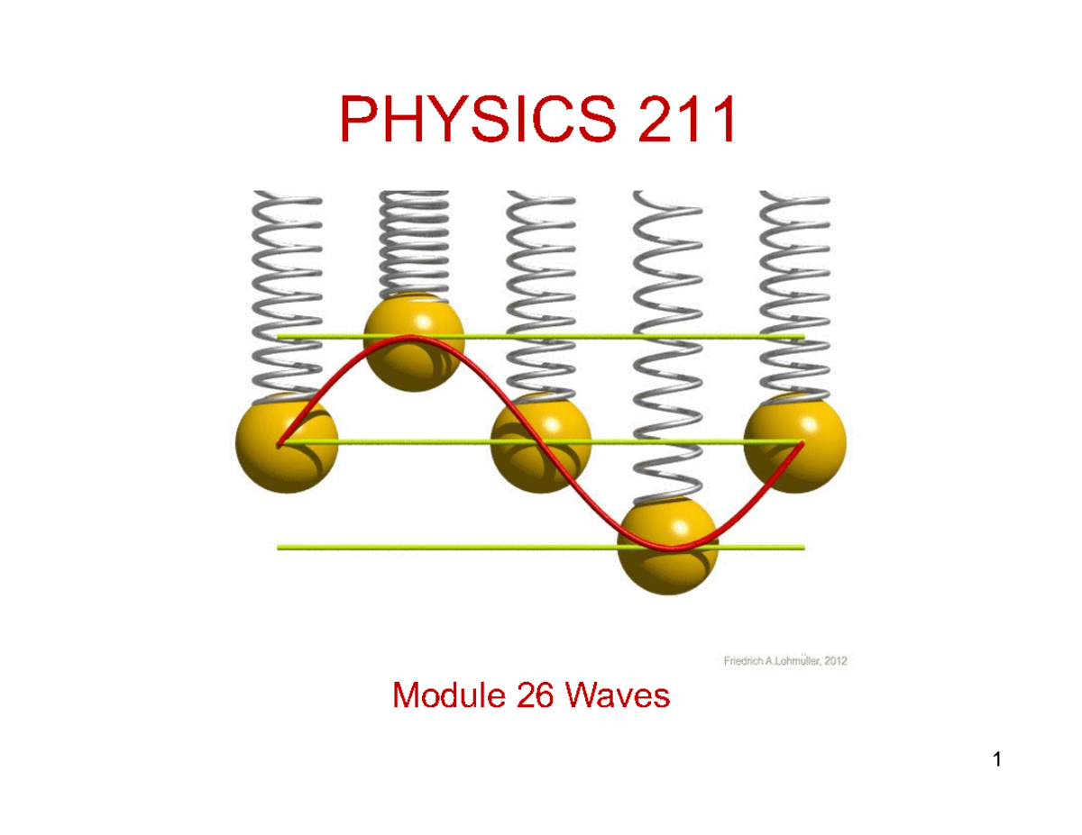 Physics Module 26 - lesson 1 - PHYSICS 211 Module 26 Waves Schedule ...
