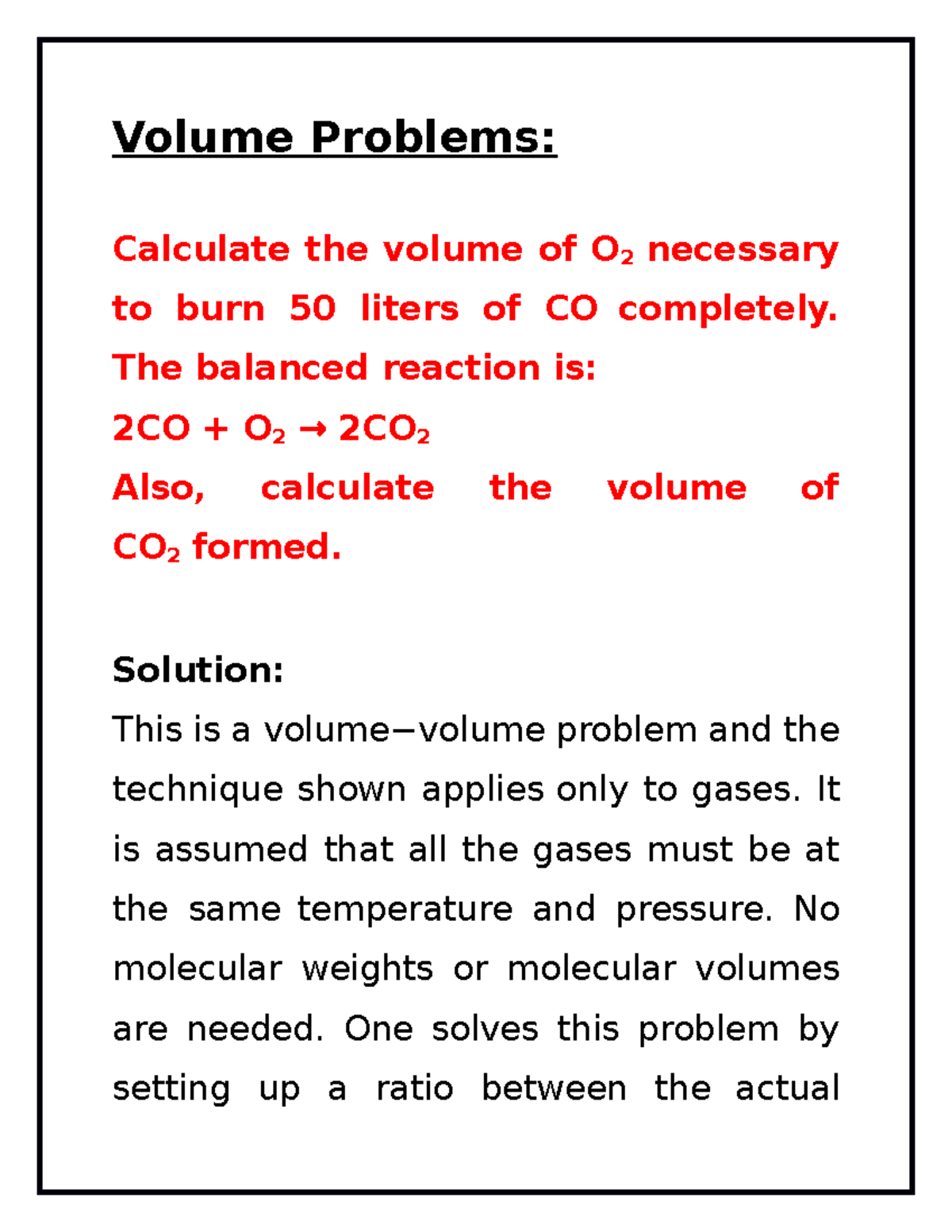 Volume Problems of Chemistry - Volume Problems: Calculate the volume of ...