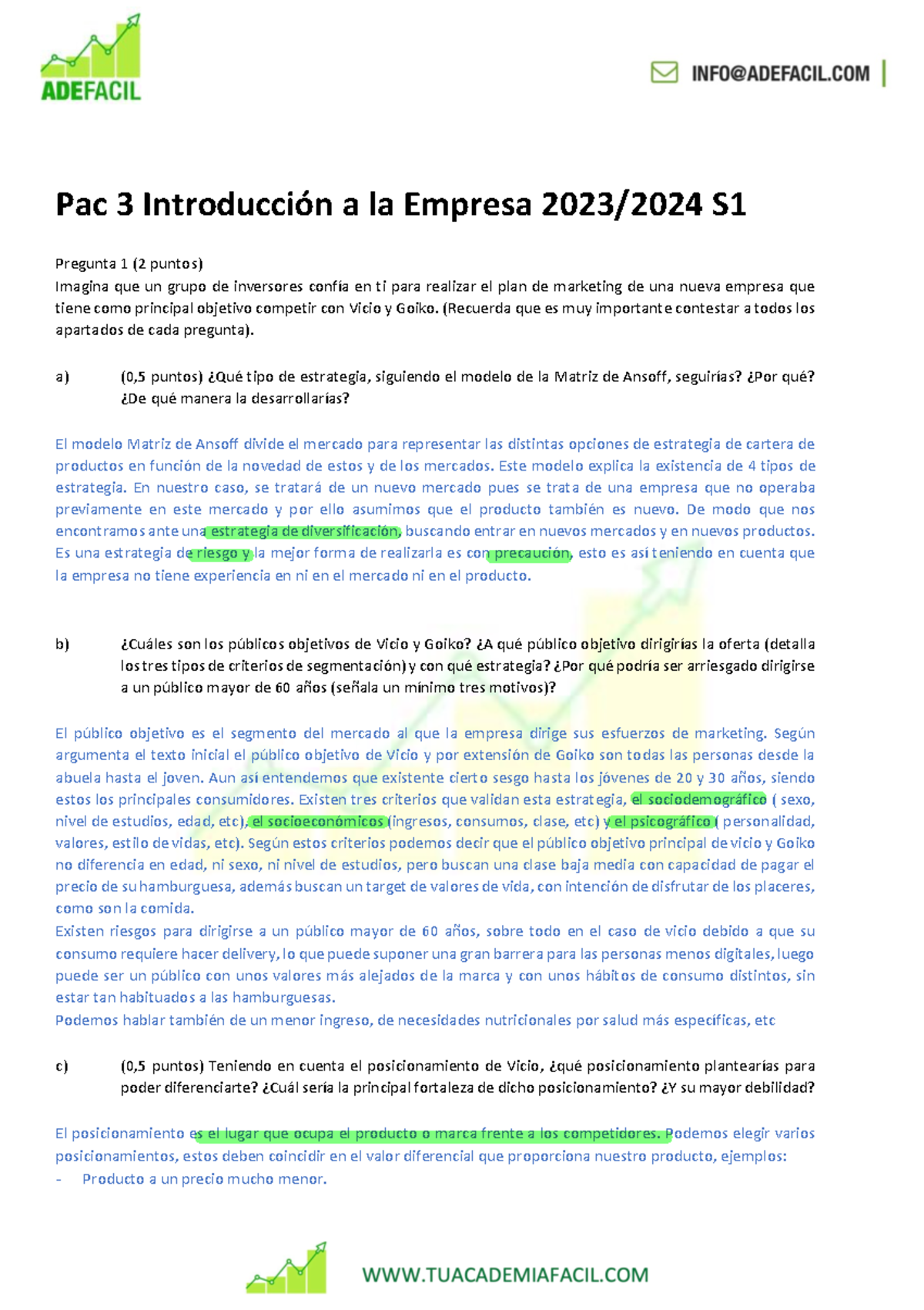 Solución PEC 3 - Curso 23 24 1S - Introducción a la empresa - Pac 3 Introducción a la Empresa ...