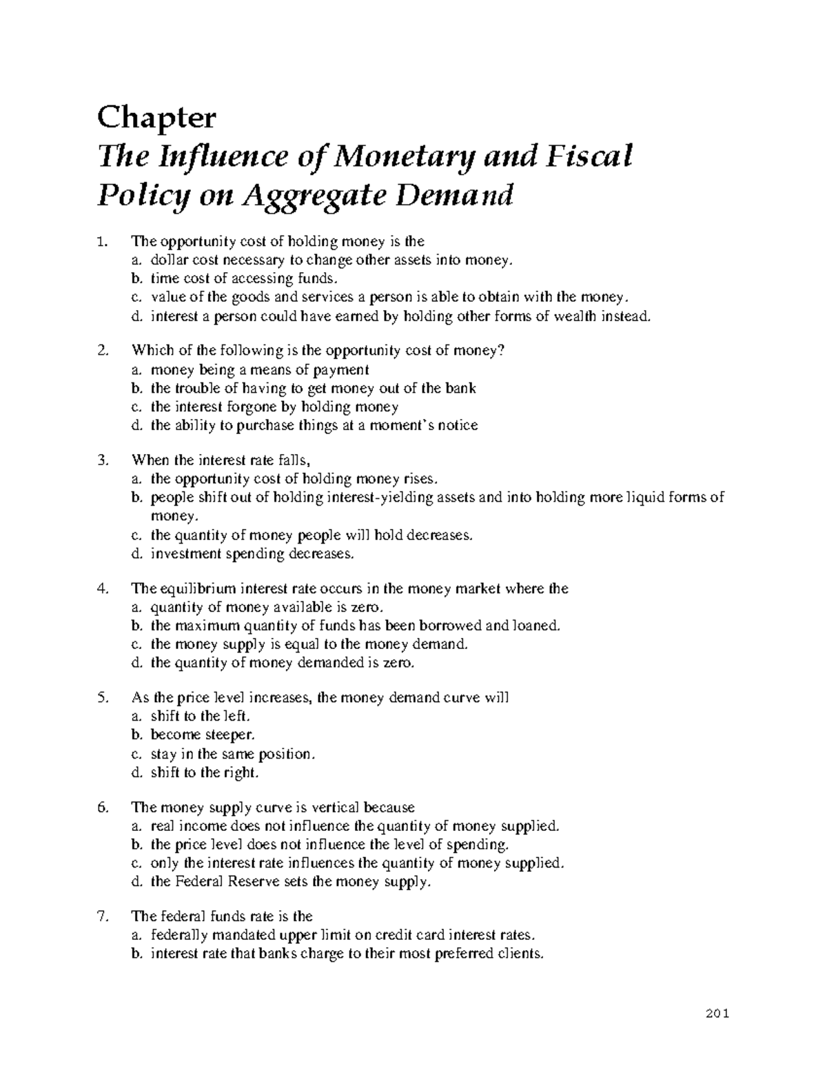 Mankiw-Test Chapter 21 - 201 Chapter The Influence of Monetary and ...