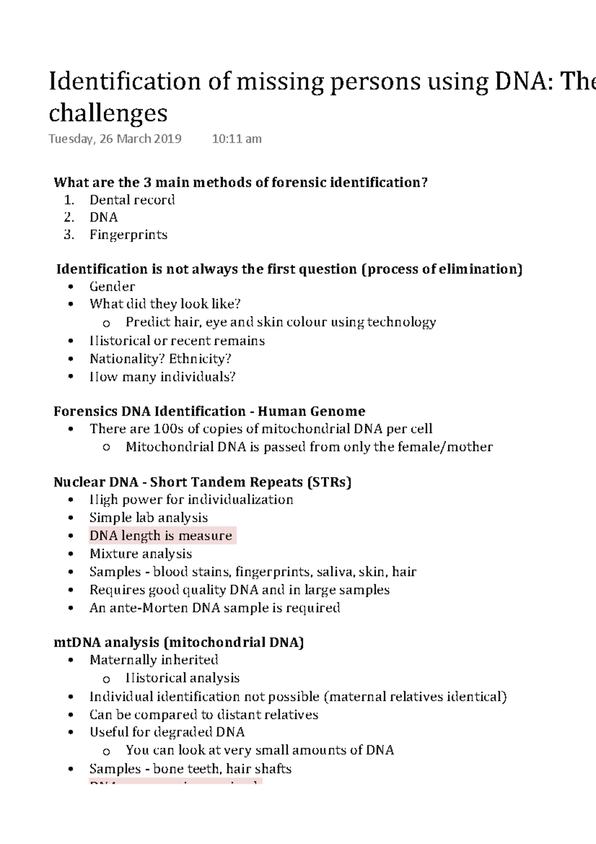 Identification of missing persons using DNA The technology and ...