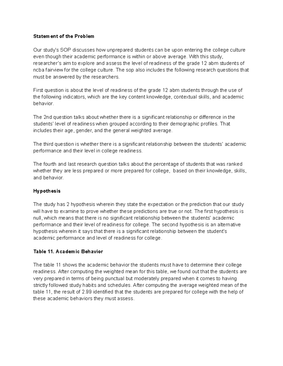 Statement of the Problem - With this study, researcher’s aim to explore ...