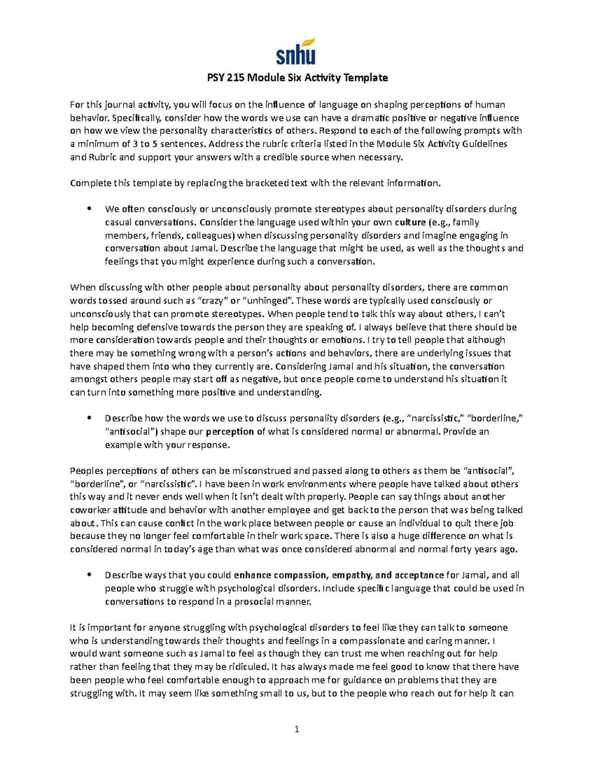 Module Six Submit - PSY 215 Module Six Activity Template For this ...