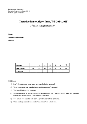 Sol exercise 1 Introduction to Algorithms - EIM-E Computer Engineering Group Solution Exercise 1 ...