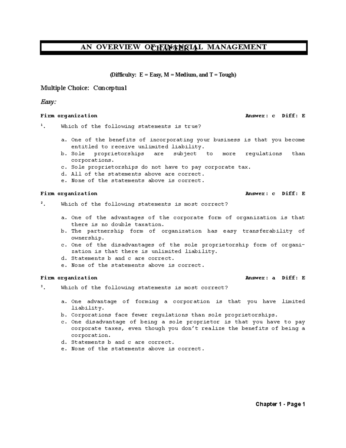 Tb chapter 01 - (Difficulty: E = Easy, M = Medium, and T = Tough ...