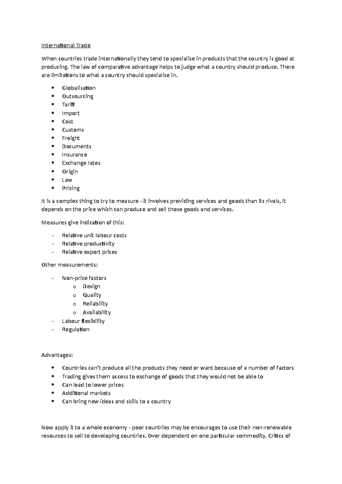 E 19 - Lesson notes for macroeconomics - International Trade When ...