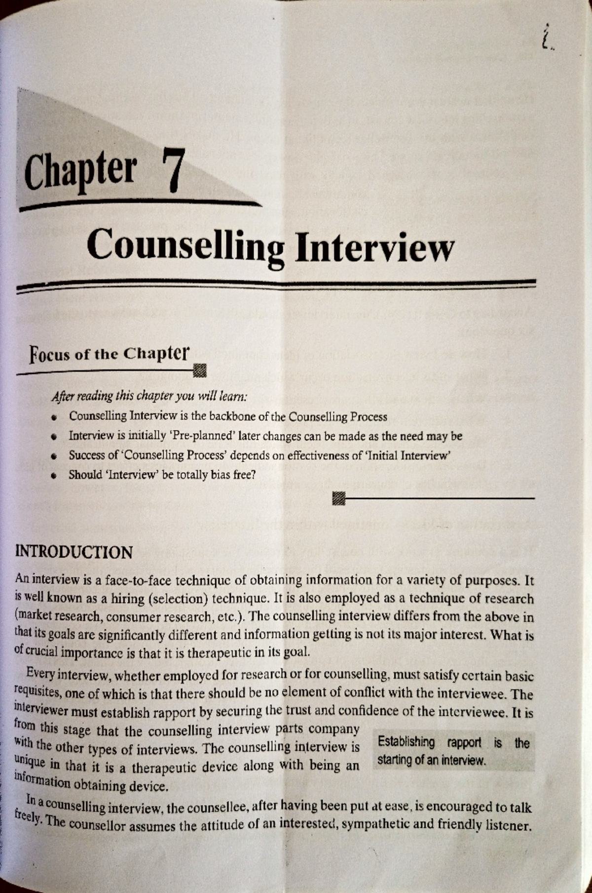 Counselling interview - counseling and guidance - Studocu