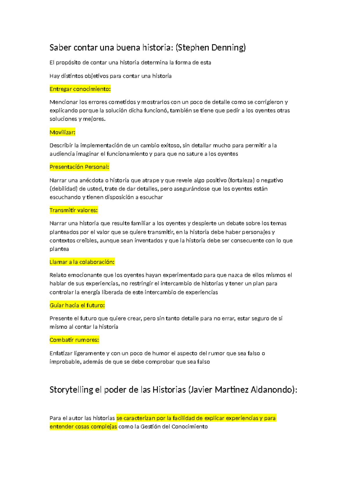 Resumen "Saber contar una buena historia: (Stephen Denning)" - Saber ...