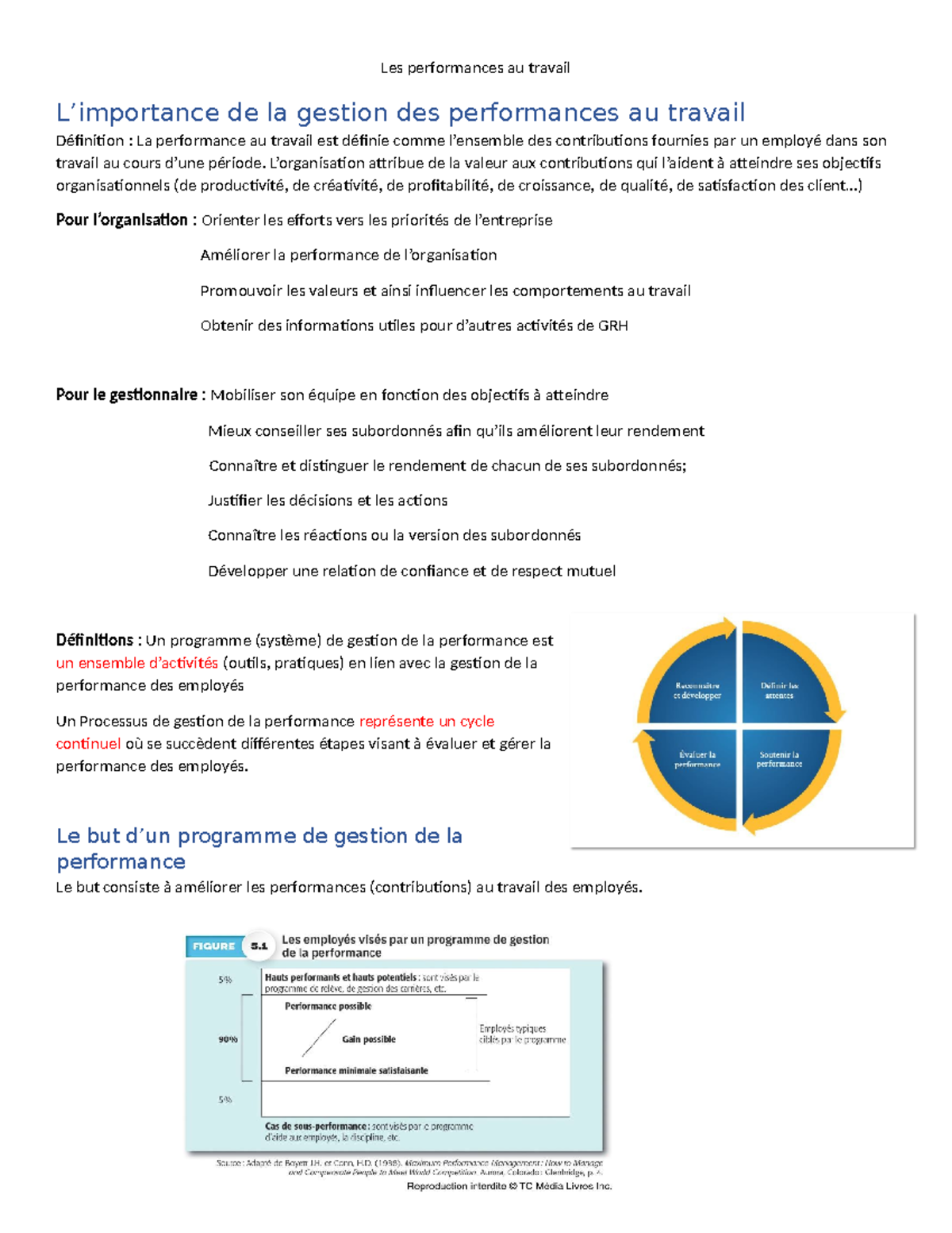 NT RH Chapitre 5 Les performances au travail - Les performances au travail L’importance de la ...