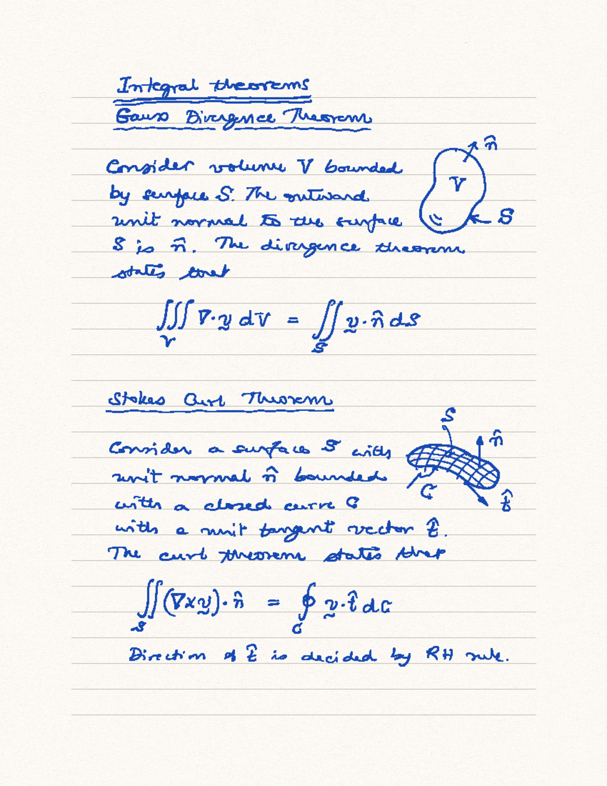 L3 Notes 12Jan - Integral theorems Gauss Divergence Theorem Consider ...