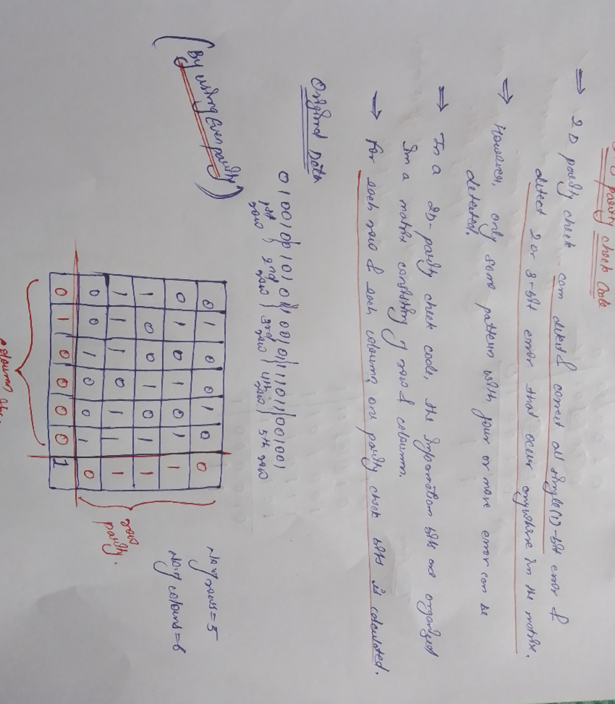 2d Parity Check Code Lectures Notes Computer Networks Pa 5 Choot Mohfu Jna Chlek Dtete