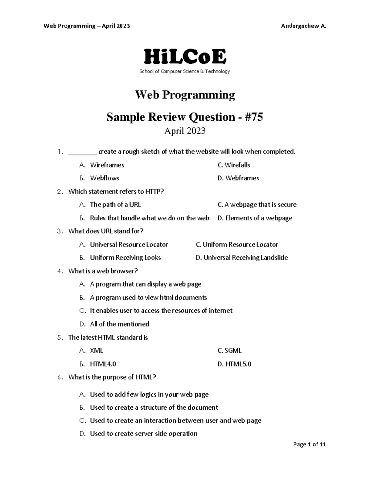 Web Programming - HiLCoE School of Computer Science & Technology Web ...