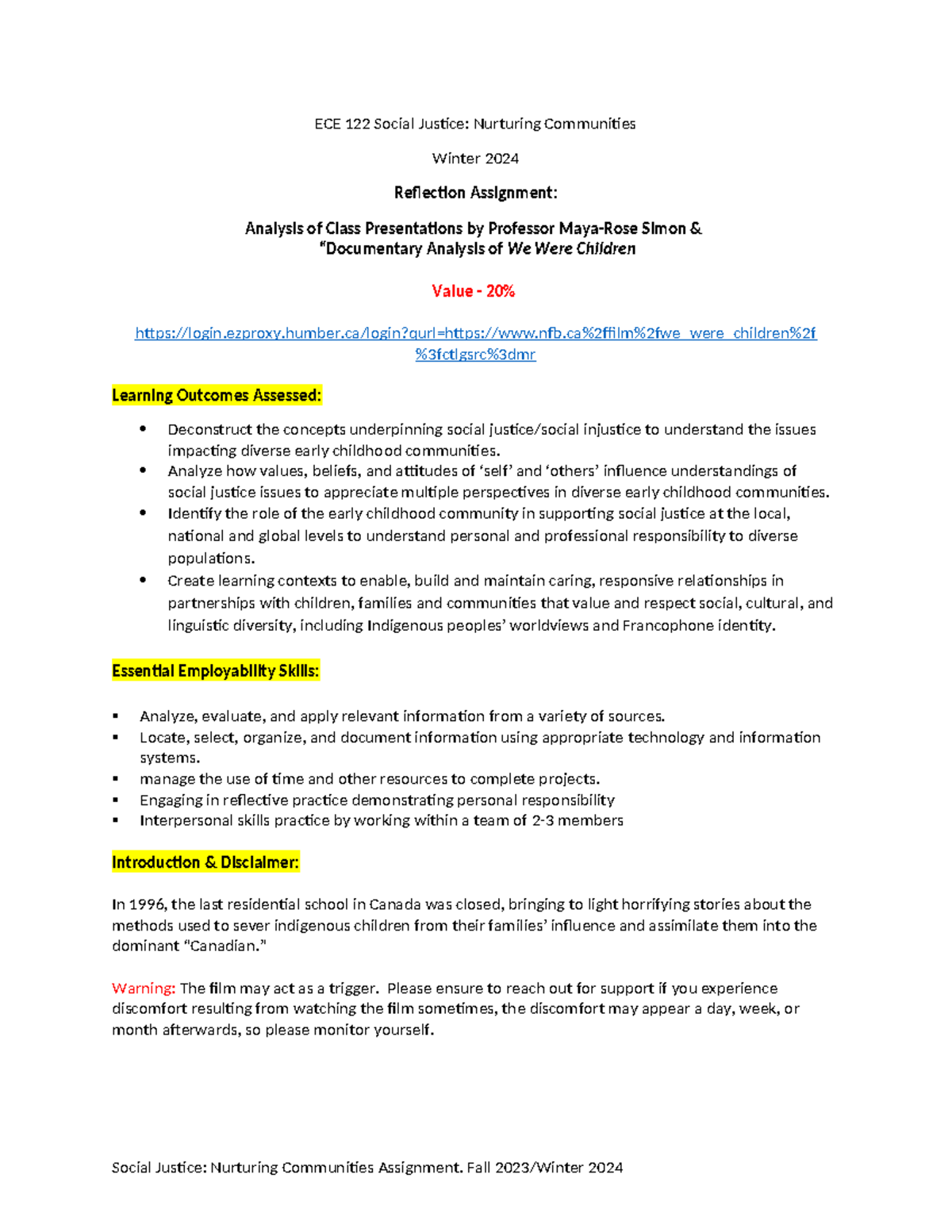 ECE122 Reflection Assignment Description & Rubric (New for W24) - ECE 122 Social Justice ...
