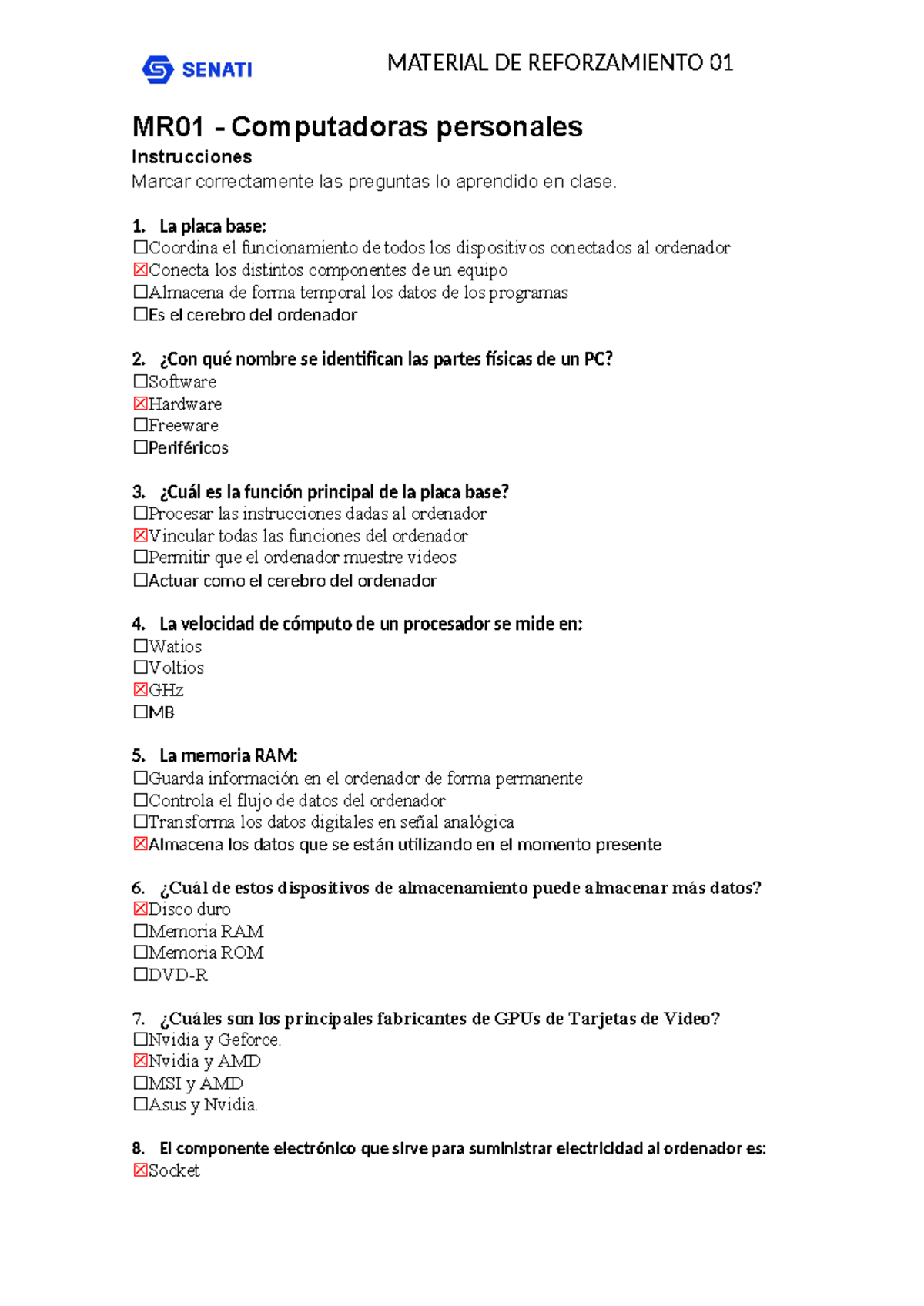 Material Reforzamiento 01 resuelto - MATERIAL DE REFORZAMIENTO 01 MR01 ...