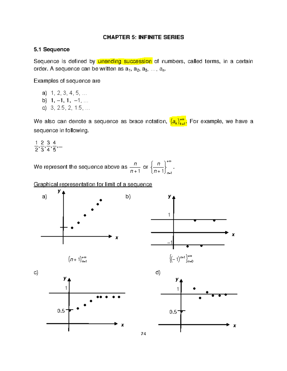 Chap 5 calc 2 - CALCULUS 11 - CHAPTER 5: INFINITE SERIES 5 Sequence ...
