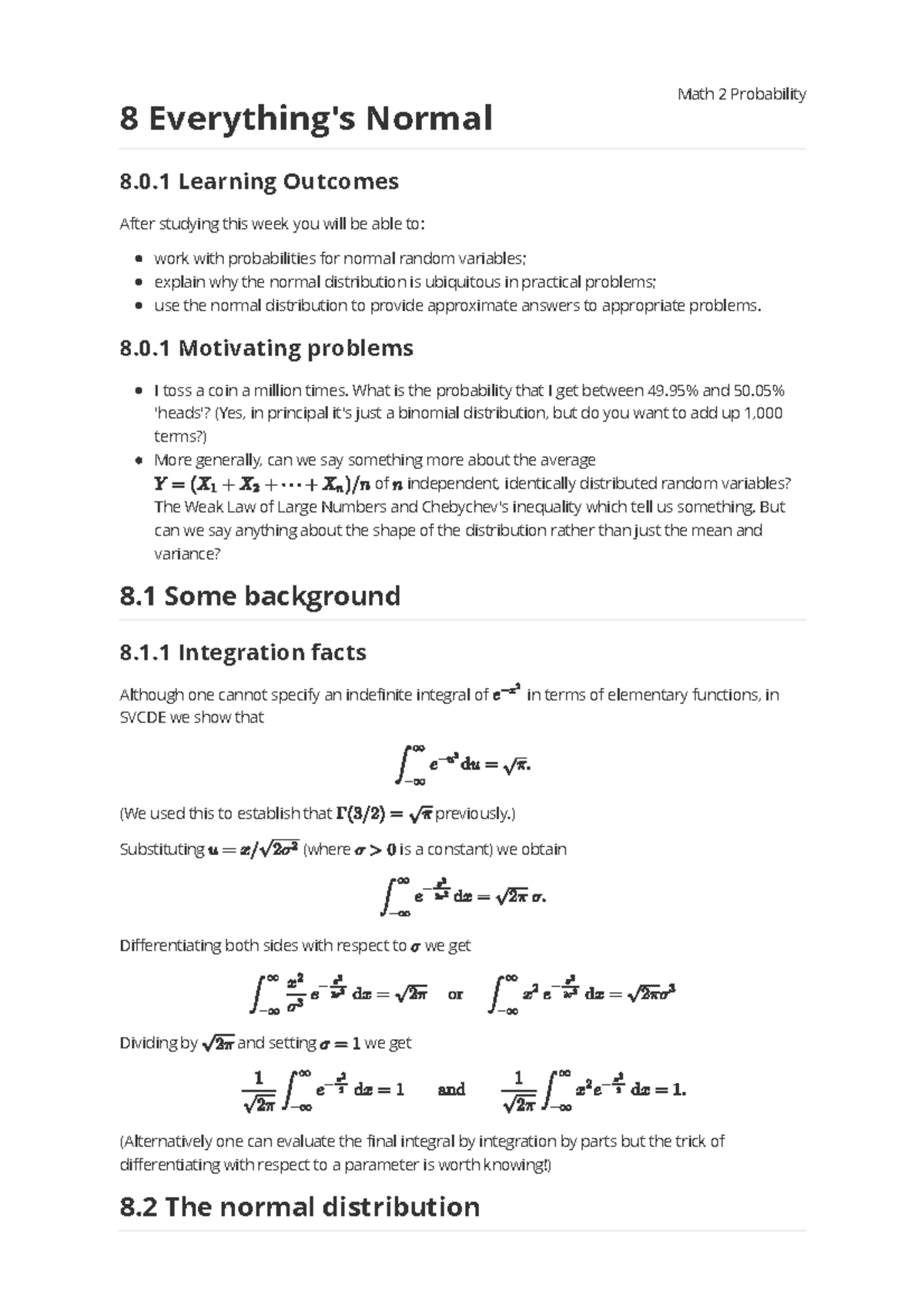 Lecture 8 - slides - Math 2 Probability 8 Everything's Normal 8.0 Learning Outcomes After ...