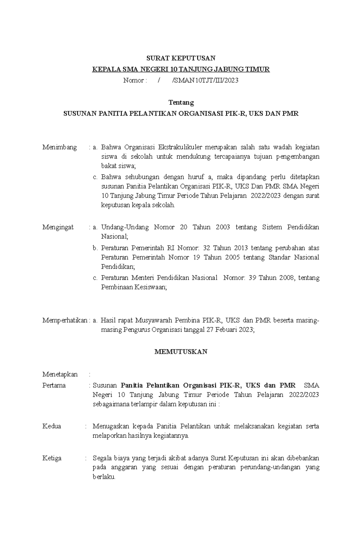 SK-Pelantikan - SK-Pelantikan Organisasi - SURAT KEPUTUSAN KEPALA SMA ...
