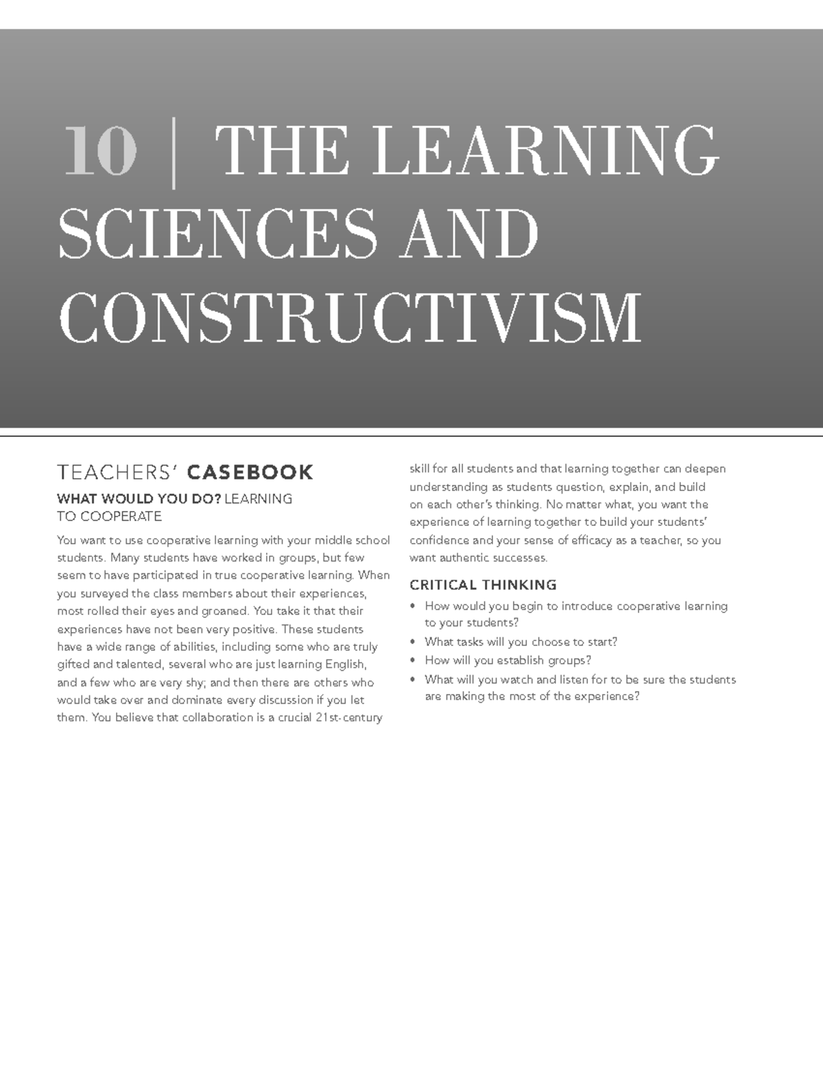 Chapter 10 - snn nz - TEACHERS’ CASEBOOK WHAT WOULD YOU DO? LEARNING TO ...