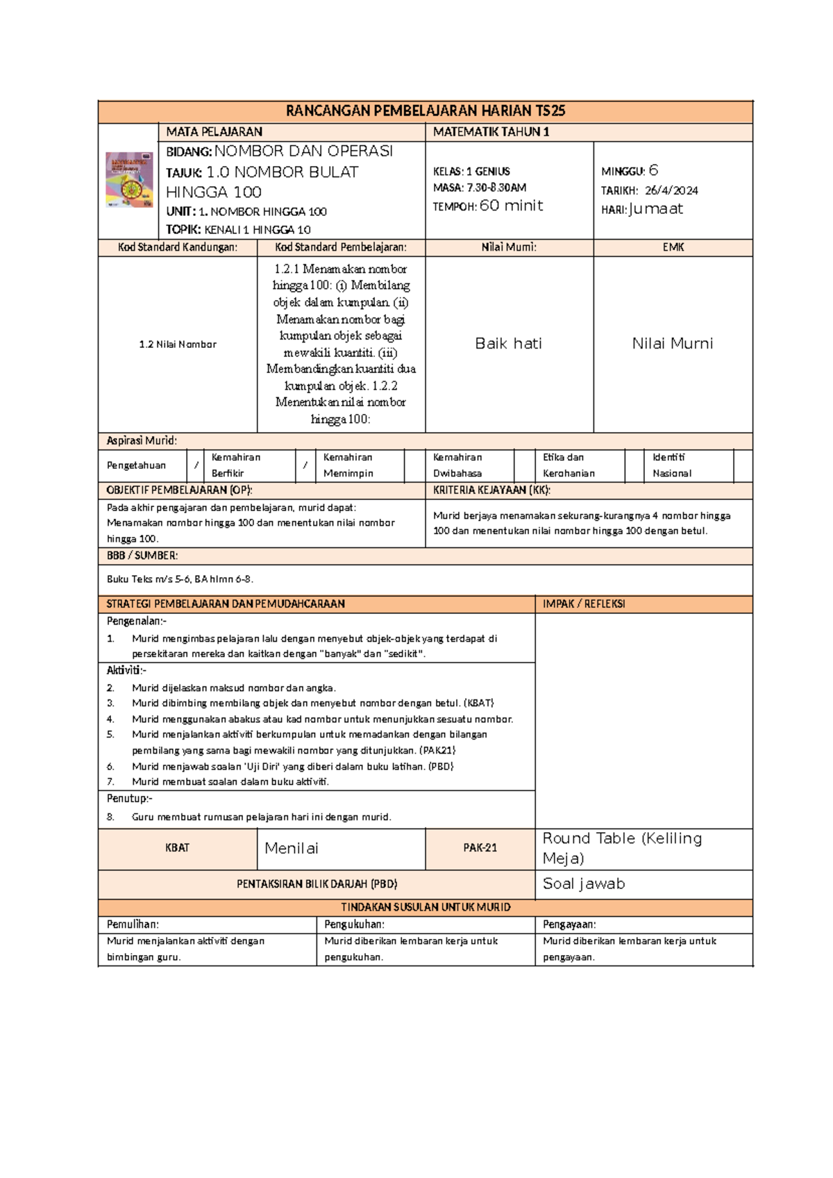 RPH 3 TS25 - rph - RANCANGAN PEMBELAJARAN HARIAN TS MATA PELAJARAN ...