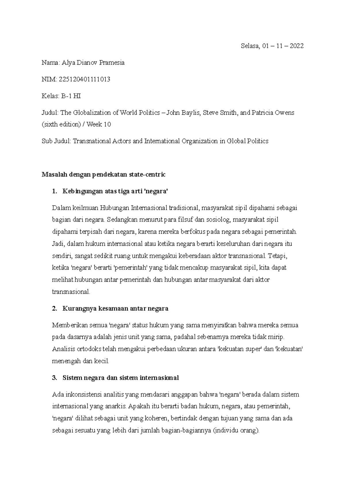 Review Chapter 9 PHI - PHI - Selasa, 01 – 11 – 2022 Nama: Alya Dianov ...