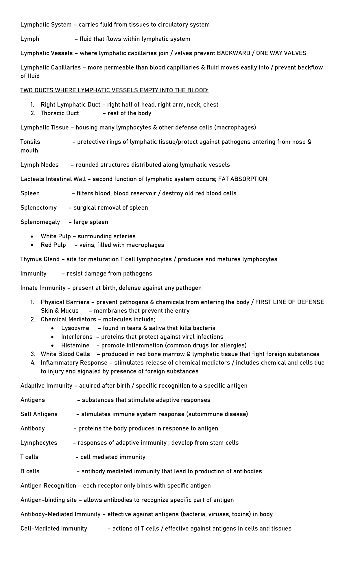 Lymphatic System - Studocu