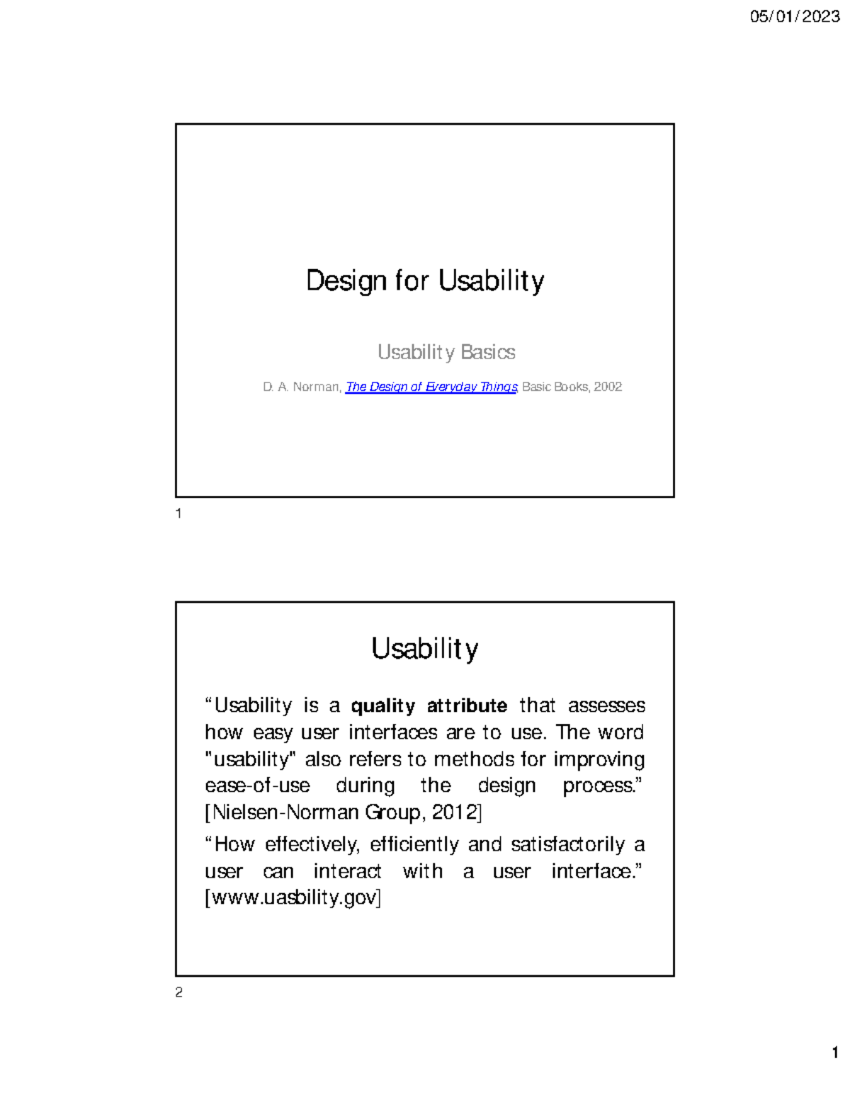 1 D4U lecture(1 4) - D4U-lecture(1-4) - Design for Usabilit y Usabilit ...