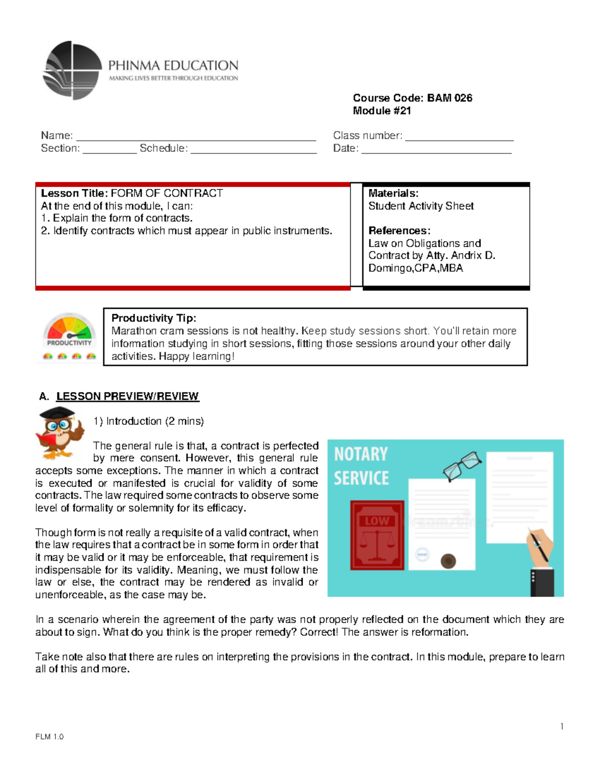 Copy of SAS#21-BAM026 - Lecture notes 2-3 - Module # Name