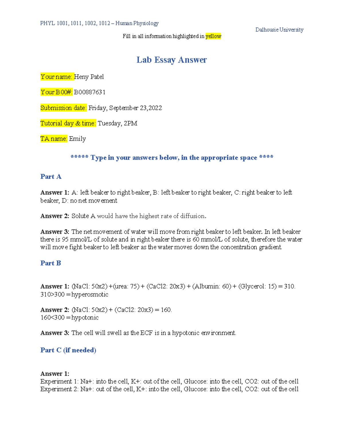 Lab 1 Essay questions - PHYL 1001, 1011, 1002, 1012 – Human Physiology ...