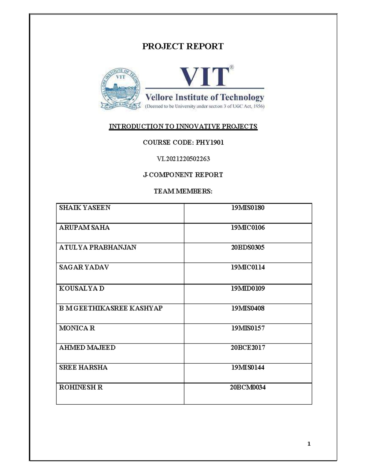 Iip project - PROJECT REPORT INTRODUCTION TO INNOVATIVE PROJECTS COURSE ...