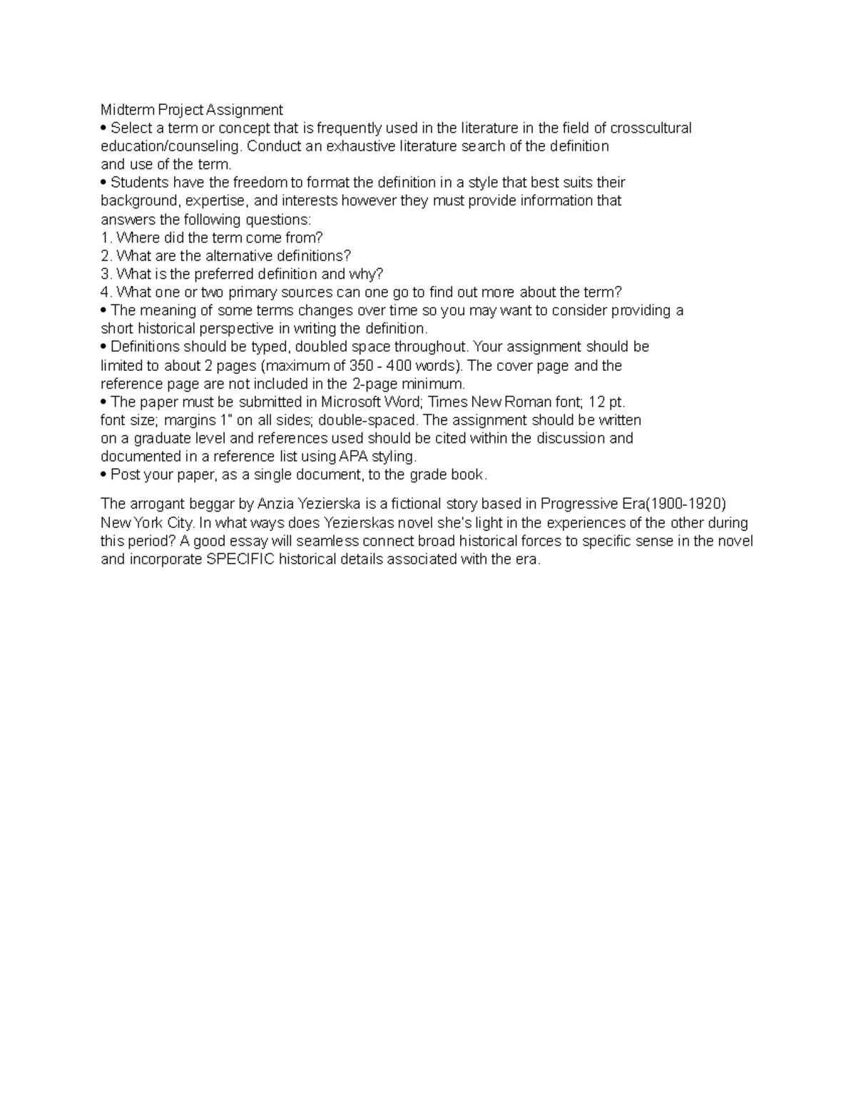 Midterm Project Assignment - Conduct an exhaustive literature search of ...