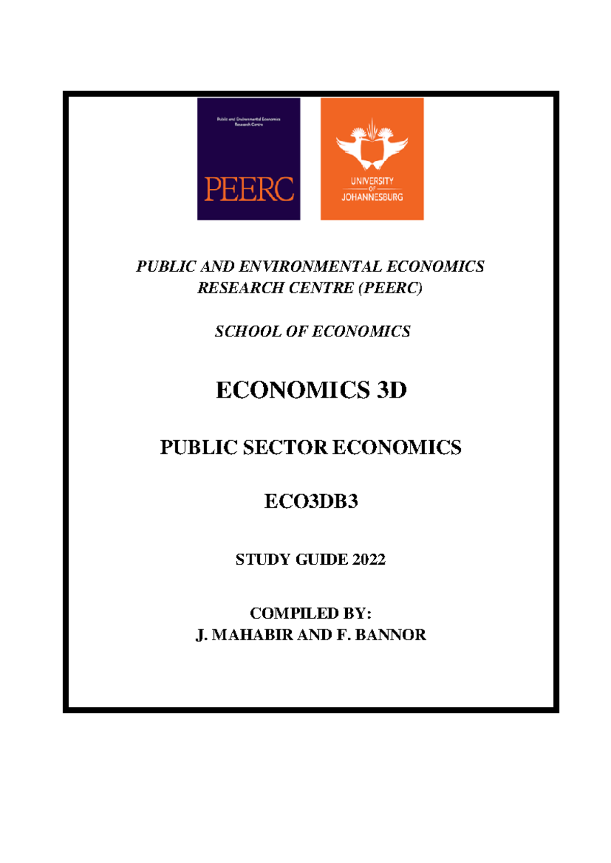 Economics 3D - Study Guide 2022 - PUBLIC AND ENVIRONMENTAL ECONOMICS ...
