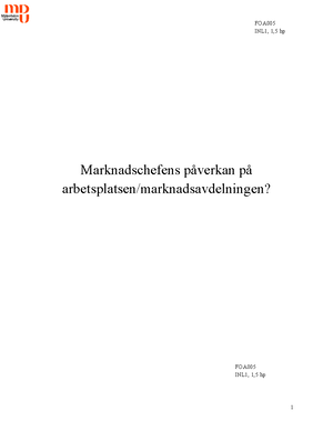 INL2 FOA005 - Inlämning 2 för uppsats och metod kurs årskurs 2 - XXXX ...
